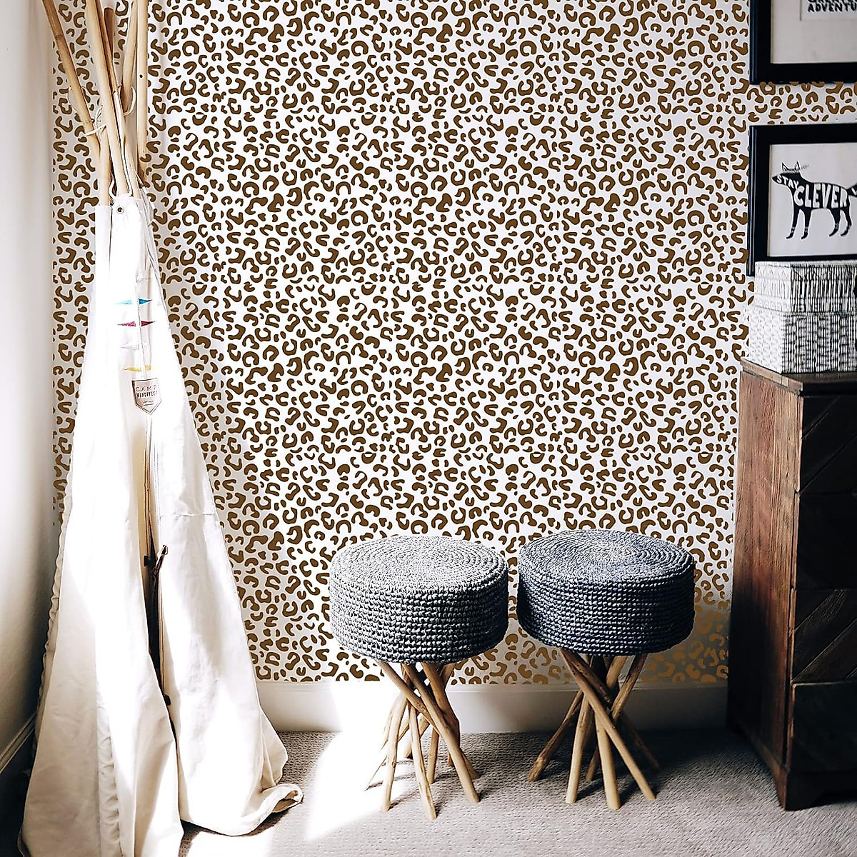 FINGERINSPIRE Leopard Skin Stencils Decoration Template 11.8x11.8 inch Plastic Animal Print Drawing Painting Stencils Square Reusable Cheetah Skin Stencils for Painting on Wood, Floor, Wall and Tile