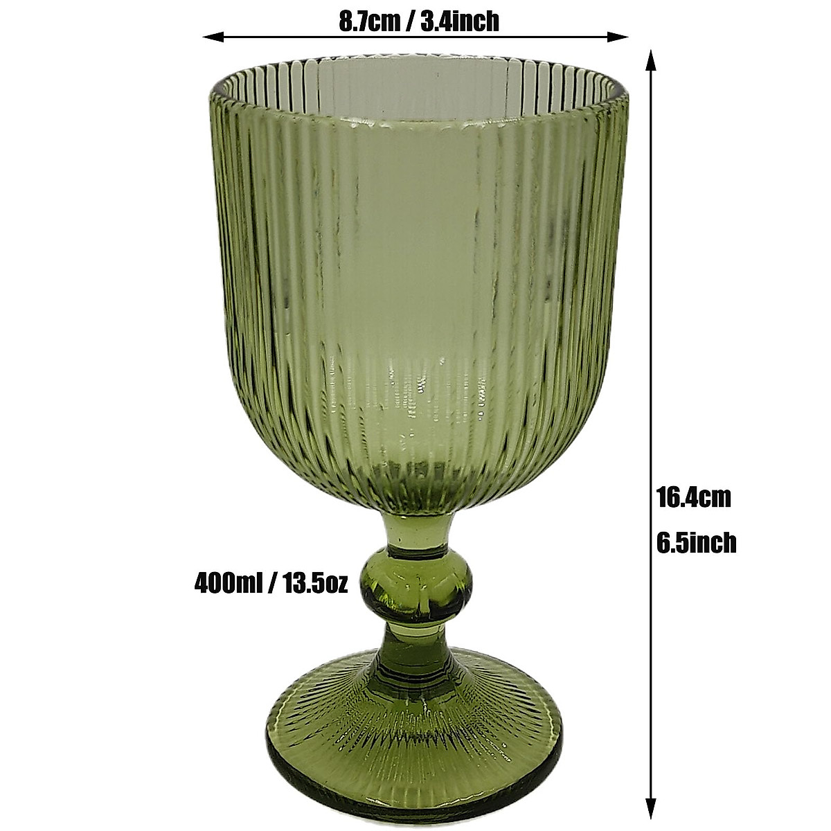 Taganov Green Wine Goblets Set - Elegant 6-Piece Glassware