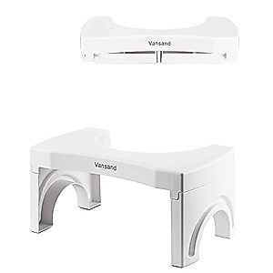 Vansand Toilet Foot Stool,Folding Toilet Stool,Squatting Toilet Potty Stool,Toilet Auxiliary Step,7.5Inch Height White