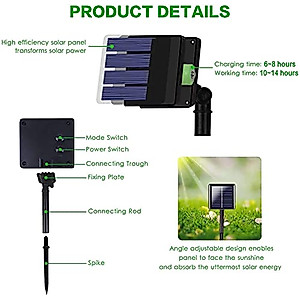 4-Pack 160FT 400 LED Solar String Lights Outdoor, Waterproof Solar Outdoor Lights with 8 Lighting Modes, Solar Fairy Lights for Tree Christmas Wedding Party Decorations Garden Patio (Warm White)