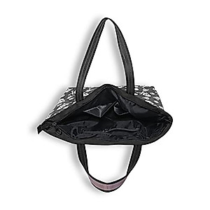 Tote Bag Skull Crossbones Print, Large Capacity Zipper Women Grocery Bags Purse for Daily Life 2 Sizes