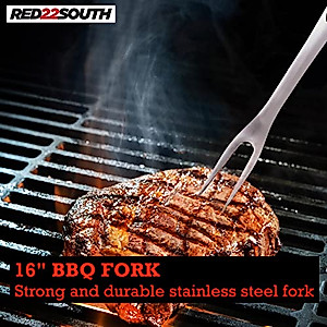 RED22SOUTH Grilling Accessories for Outdoor Grill - 2 Grill Tongs, a Grill Spatula & Fork, 4pc Stainless Steel BBQ Tongs & Grill Set, Heavy Duty Barbecue Tools, BBQ Set