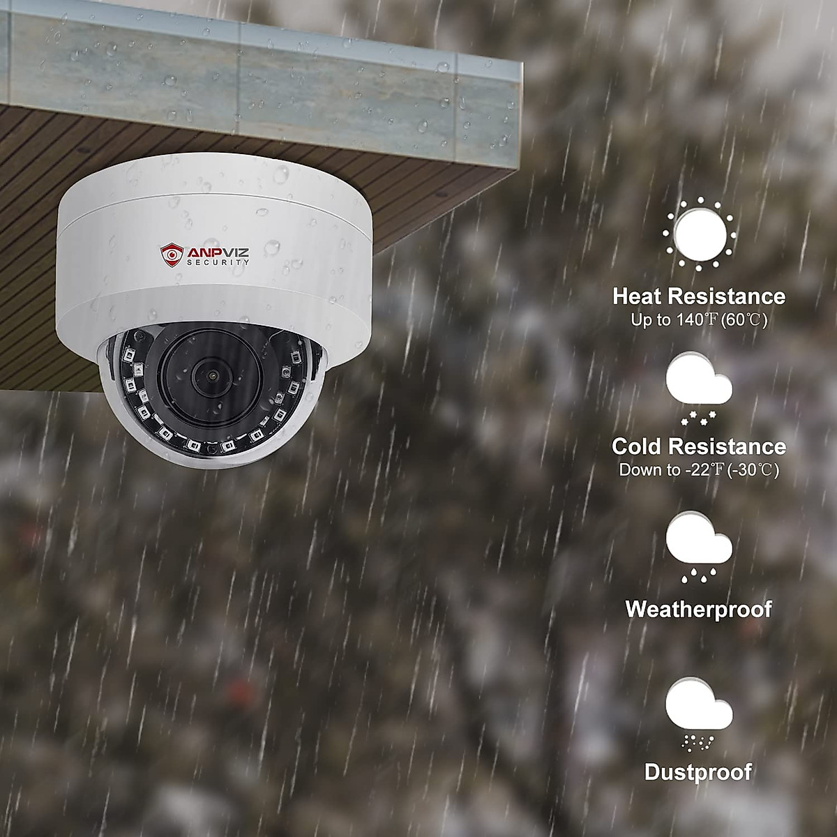 Anpviz UltraHD 4K (8MP) Security IP PoE Dome Camera Outdoor with Microphone/Audio, 3840x2160, Human Vehicle Detection, 100ft IR Night Vision, 2.8mm Wide Angle, IP66 Waterproof, Not PTZ (U Series)