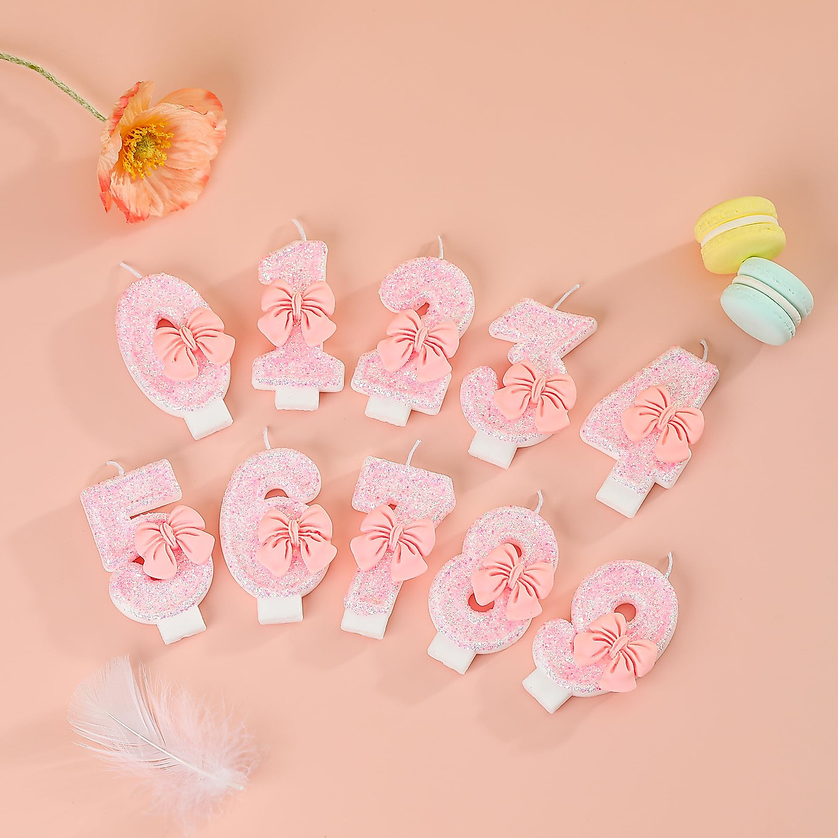 PHD CAKE 2.76 Inch Number 1 Pink Bowknot Birthday Candles, Cute Themed Number Candles, Party Celebration