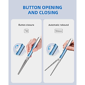 IROJEEF Autosticks Chopsticks Metal Chopsticks Set Chopsticks Reusable kids Chopsticks Press Chopsticks Beginner Chopsticks Easy Chopsticks Super portable Easy to Clean (Blue)
