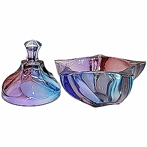 CHOOLD Luxury Colorful Star Shaped Crystal Candy Jar with Lid,Clear Glass Apothecary Jar Wedding Candy Buffet Jar Food Jar (14oz)