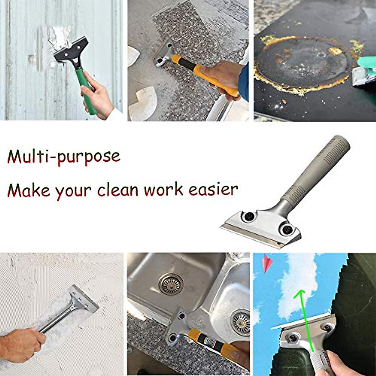LDS Industry Glass Scraper, Stove Cleaner, Extendable Razor Blade Sticker/paint Scraper Remover for Window Tile Glass Windshield Tile Granite Wall Cleaning Hand Tool, Gum Cleaning, SCRP-U