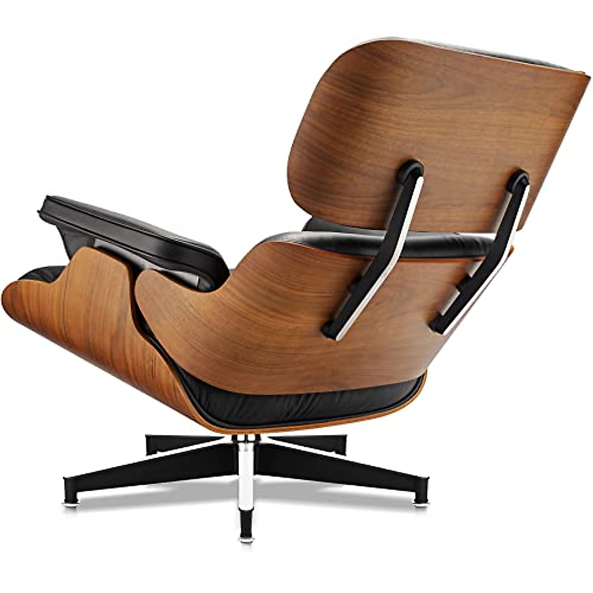 Genniyz Century Lounge Chair and Ottoman, Modern Chair Classic Design, Top Black Grain Leather Palisander Wood, Heavy Duty Base Support for Living Room Study Lounge Office Standard