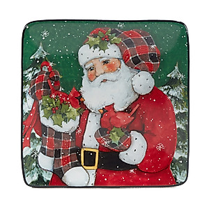 Certified International Christmas Lodge Santa 6" Canape/Luncheon Plates, Small, Set of 4