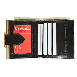 MARSHAL French Frame Eelskin Wallet (Black)