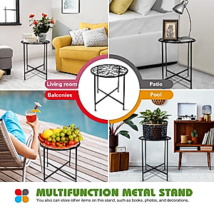 Metal Plant Stand, KABB 15'' Tall Flower Pot Stand Set of 1, Modern Rustproof 10-inch Round Outdoor Plant Stand | Iron Art Flower Stand | Plant Stool, Decorative Black Plant Stands for Indoor Plants