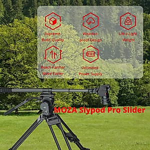 MOZA Slypod Pro Slider Motorized Monopod Camera Sliders Made of Light-Weight Carbon Fiber Vertical Payload 13Lb Extend Out 520mm 5.5H Running Time with Pan and Tilt Head & Tripod