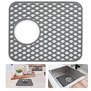 XIACIBDUS Silicone Sink Protector, Kitchen Sink Mats Grid Accessory, Non-slip Reusable Folding Safe Kitchen Details Grid for Bottom of Kitchen Sink (Grey,13.58 ''x 11.6 '')