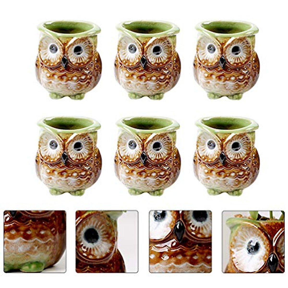 Cabilock 6 Pcs Owl Flower Pot Owl Ceramic Succulent Planter Pots Window Planter Mini Flower Planter Mini Succulent Pot Window Flower Pot Bonsai Pot Succulent Vase Indoor Ceramics Animal