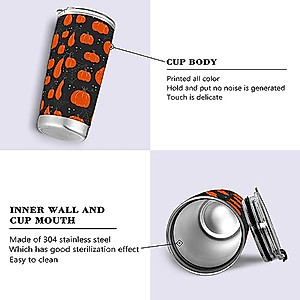 Jihqo Thanksgiving Pumpkin Halloween Design Tumbler with Lid and Straw, Insulated Stainless Steel Tumbler Cup, Double Walled Travel Coffee Mug Thermal Vacuum Cups for Hot & Cold Drinks 12oz