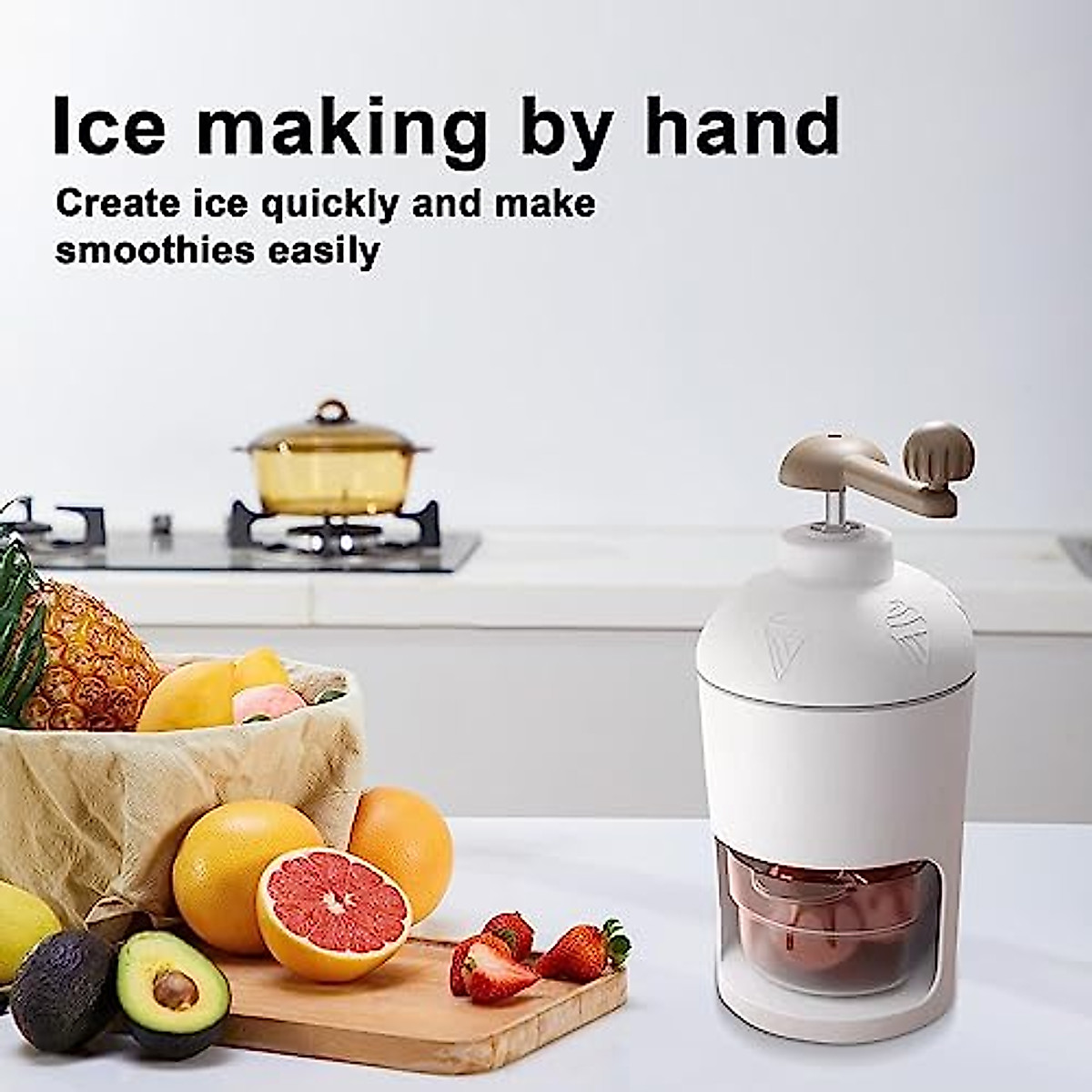 FAXIOAWA Ice Crusher Machine for Home Use, Hand Crank Ice Shaver Machine, Slushie Maker with Ice Mold, Shaved Ice Maker Machine for Snow Cones, Cocktails, Rapid and Easy Ice Cutting Orange