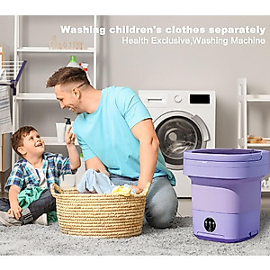 Portable Washing Machine,9L Large Capacity Small Washing Machine,Foldable Washing Machine with Spin-Dry Basket,Mini Washer for Washing Small Pieces of Clothing, Baby Clothes,Underwear,Socks -Purple