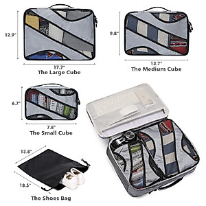 Carry on Backpack, 40L Flight Approved Travel Backpack for Men Women, Extra Large Suitcase Backpack with 4 Packing Cubes, Water Resistant Luggage Weekender Daypack Business Laptop Backpack 17.3 inch