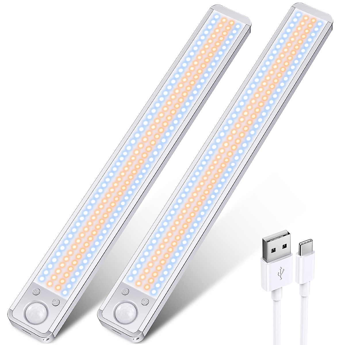 Under Cabinet Lights Rechargeable Under Counter Lights for Kitchen, 188 LED Closet Light Motion Sensor Light Indoor, Dimmable Magnetic Under Cabinet Lighting, 2-Pack