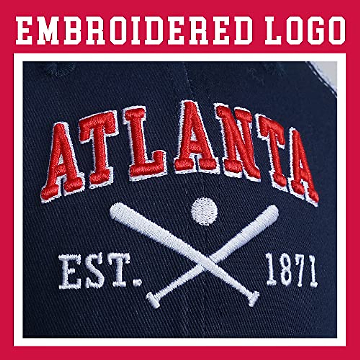 Chsetes Atlanta Hat Women Men Youth Embroidered Baseball Cap Mesh Trucker Hats Adjustable Snapback Hat Navy Blue Apparel Gifts