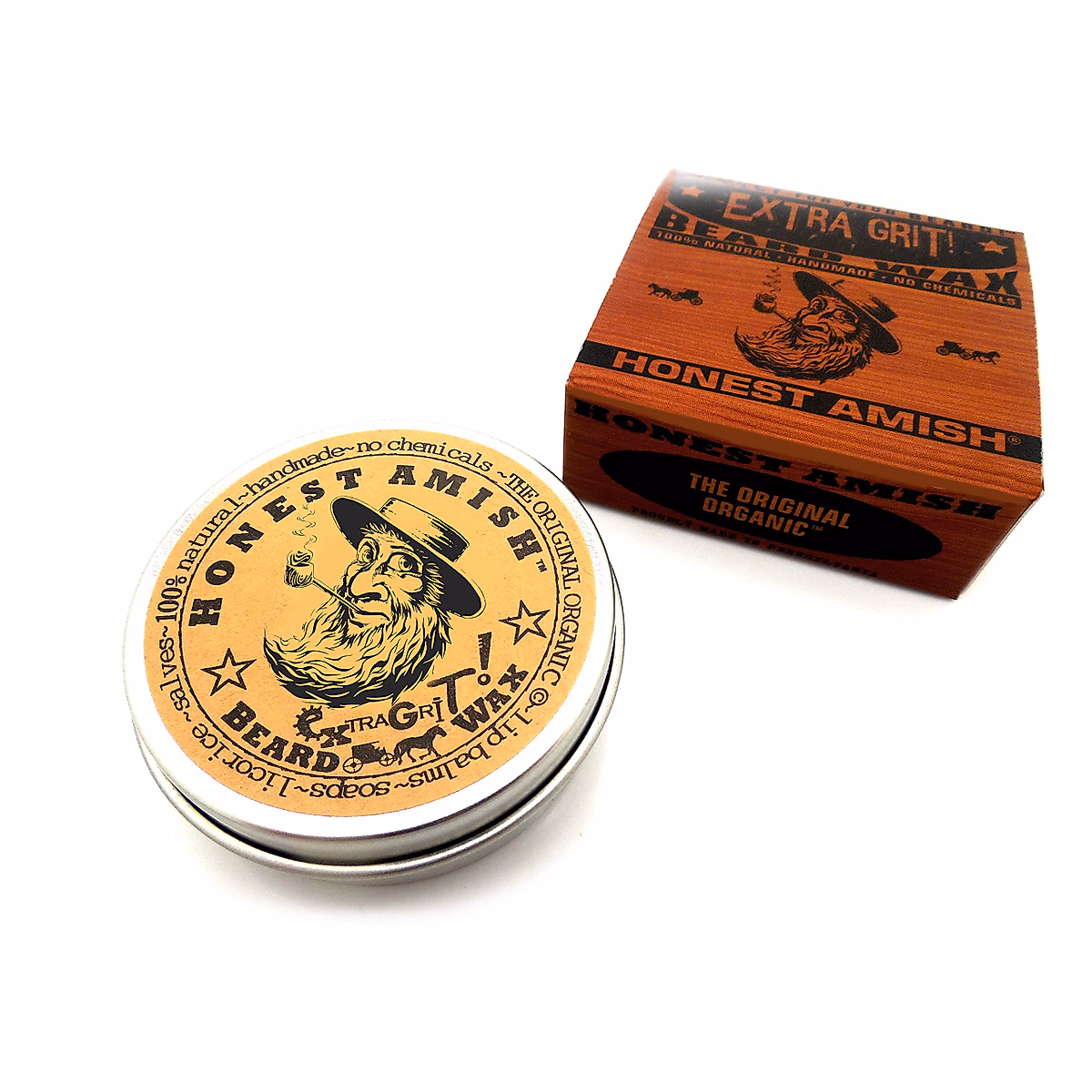 Honest Amish Extra Grit Beard Wax - Natural and Organic - Hair Paste and Hair Control Wax - 2 ounce