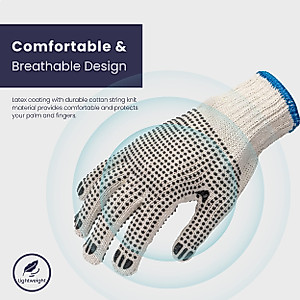 FMP Brands 24 Pairs Safety Cotton Work Gloves with Grip Double Sided Dot Machine Knit Gloves