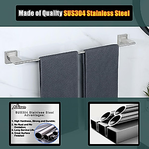 Alise Bath Towel Bars Towel Racks for Bathroom Lavatory,Wall Mount Towel Holder Towel Hanger SUS304 Stainless Steel Towel Rails,Brushed Nickel GKL8101-LS(23.2 Inch)