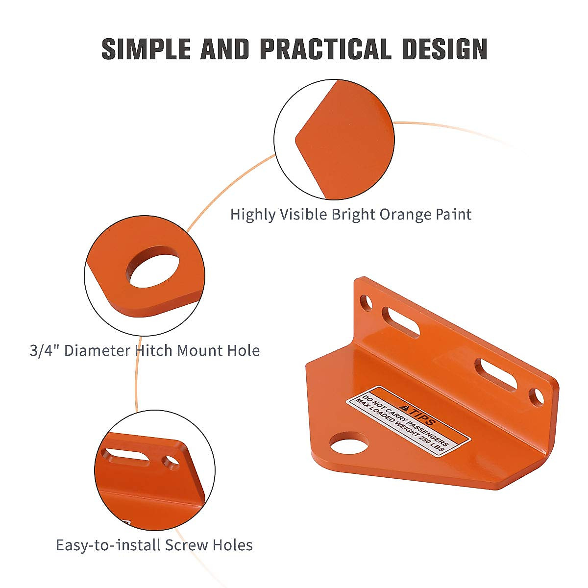 Lenink Universal Trailer Hitch for Zero Turn Mower, Heavy Duty Mower Hitch Mount 3/16'' Thick