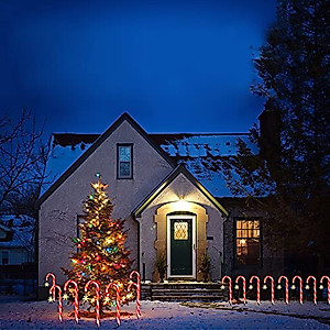 Christmas Candy Cane Pathway Marker Lights, 8 Modes Set of 8 Solar Christmas Candy Cane Lights, Outdoor Christmas Decorations Solar Candy Cane Lights for Holiday Walkway Patio Garden