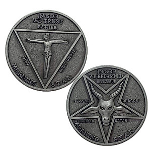 Coin Collection Commemorative Coin Pentagram Devil Star Sheep Zinc Alloy Nickel Silver Coin Collection Coin Embossed 38mm Faith Commemorative Coin
