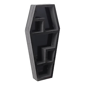 Beaupretty Coffin Storage Rack Table Top Shelves Curio Shelf Black Shelves Witchy Floating Shelf Coffin Brush Holder Casket Wall Storage Shelf Coffin Sundries Rack Gothic Style Coffin Rack