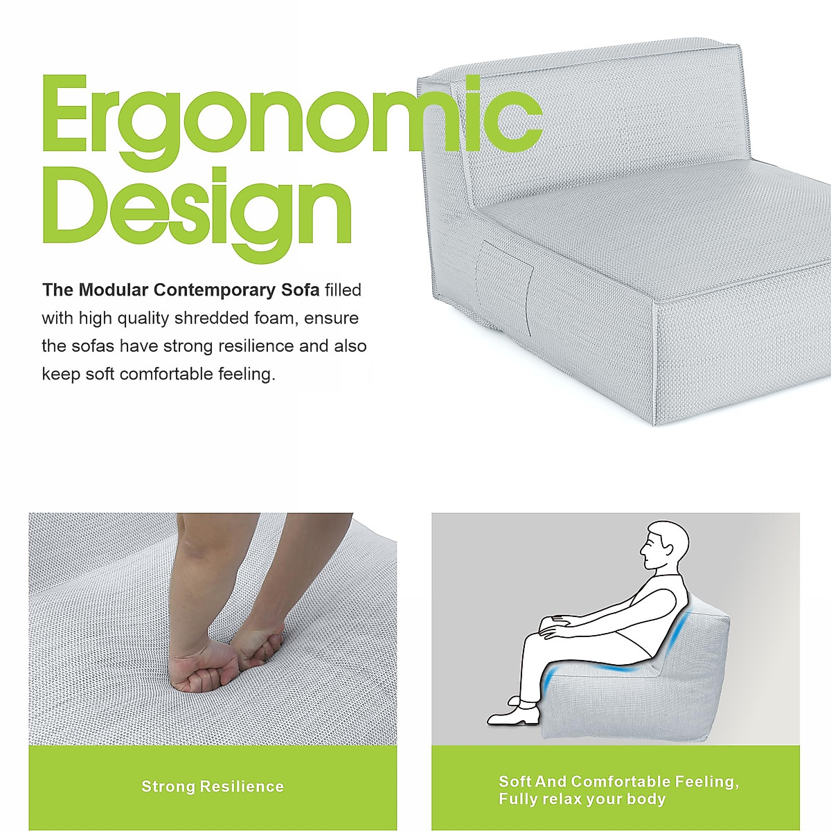 Patio Furniture Bean Bag 2 Person Chaise Lounge Chair Outdoor Middle Chair Reclining Chair Garden Pool Lounge Chairs Sunbathing Recliners Beach Lounge Chair Sunbed (light gray, 2 person lounge chair)