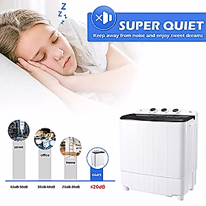 Portable Washing Machine Compact Washer and Dryer 13lbs Twin Tub Washing Machine and Dryer (Black)