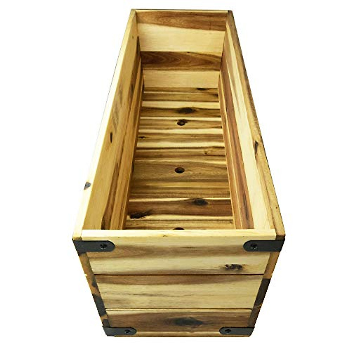 Thirteen Chefs Villa Acacia Wooden Planter Box - 31 Inch Rectangular Wood Planter for Garden, Patio, Window, Home Decor - Acacia Wood Plant Stand for Indoor or Outdoor Gardening