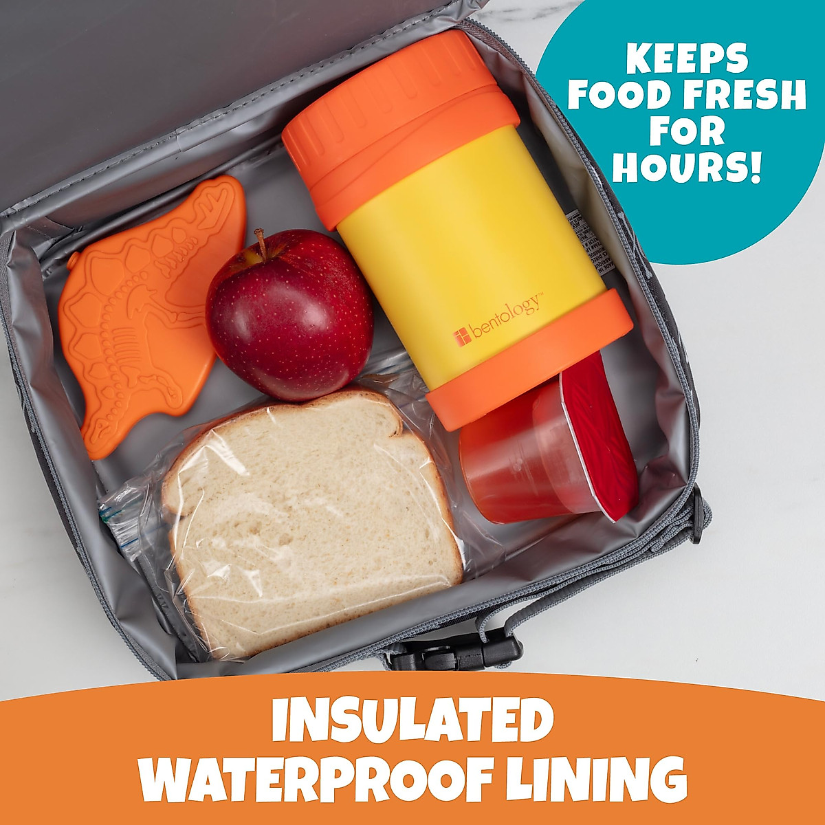 Bentology Lunch Box for Boys- Kids Insulated, Durable Lunchbox Tote Bag Fits Bento Boxes, Containers, Jars & Water Bottles- Reusable School Lunch Sleeve Keeps Food Hotter or Colder Longer-Pirate Skull