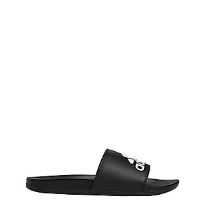 adidas Unisex Adilette Comfort Slide Sandal, Black/White/Black, 8 US Women