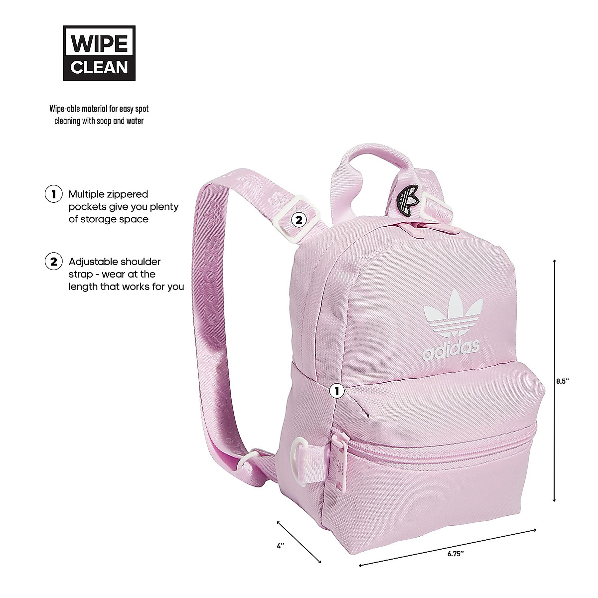 adidas Originals Trefoil 2.0 Mini Backpack Small Travel Bag, Orchid Fusion Purple, One Size
