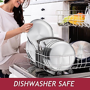 Herogo 13.5 Inch Stainless Steel Round Pizza Pan Set of 2, Large Healthy Pizza Tray Platter for Oven Baking Serving, Dishwasher Safe