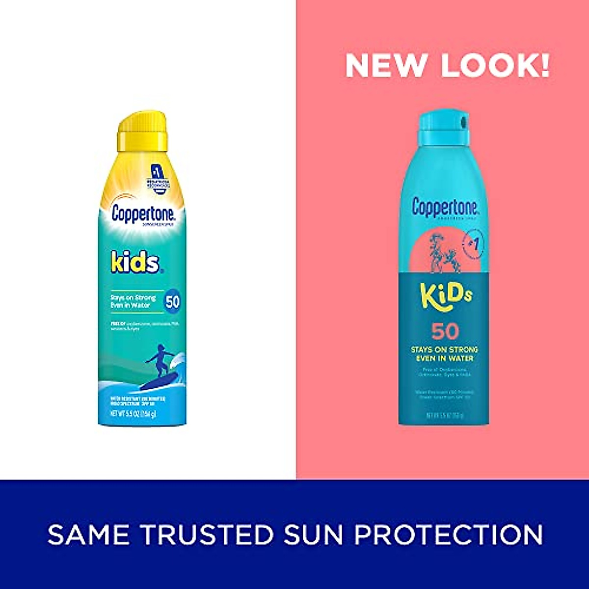 Coppertone Kids Sunscreen Spray, SPF 50 Sunscreen for Kids, Water Resistant Broad Spectrum Sunscreen Spray, 5.5 Oz