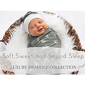 giggle angel Baby Boy Receiving Blanket Swaddle Blanket Newborn Wrap Sack Headband Set -Dinosaur Pattern