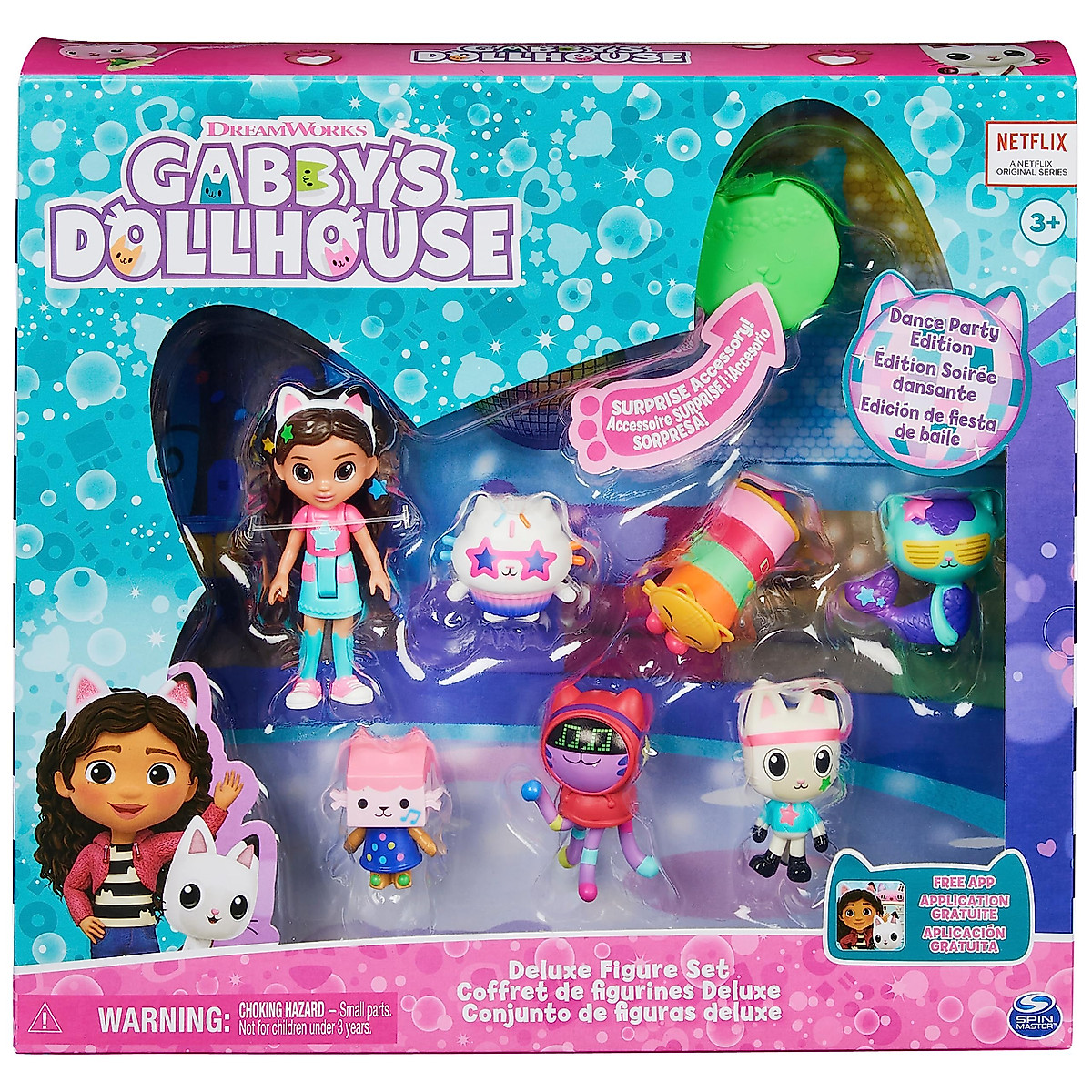 Gabby’s Dollhouse, Dance Party Theme Figure Set with a Gabby Doll, 6 Cat Toy Figures and Accessory Kids Toys for Ages 3 and up!