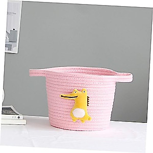 Alasum Mini Laundry Basket Woven Baskets Toy Storage Bins Desktop Stand Mini Cotton Rope Baskets Small Storage Baskets Pink Storage Box Cosmetic Container To Weave Brush Holder Child