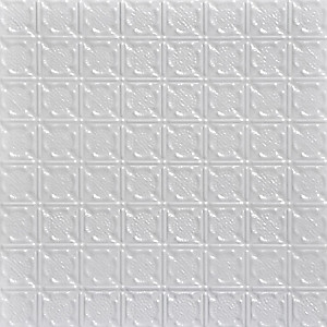 Shanko SKPC234-wh-24x24-D-6 Chain Mail Stamped Metal Lay-in Tin Ceiling Tile (24 sq. ft), White, Pack of 6