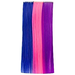 Doll Clip in Hair Pieces, Set of 3 with Hot Pink, Blue and Purple Straight Hair Clips | 18 Inch Doll Hair Care Accessory Set of 3 Hair Clips
