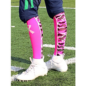 MadSportsStuff Pink Ribbon Awareness Camo OTC Socks (Neon Pink/Pale Pink, X-Large)