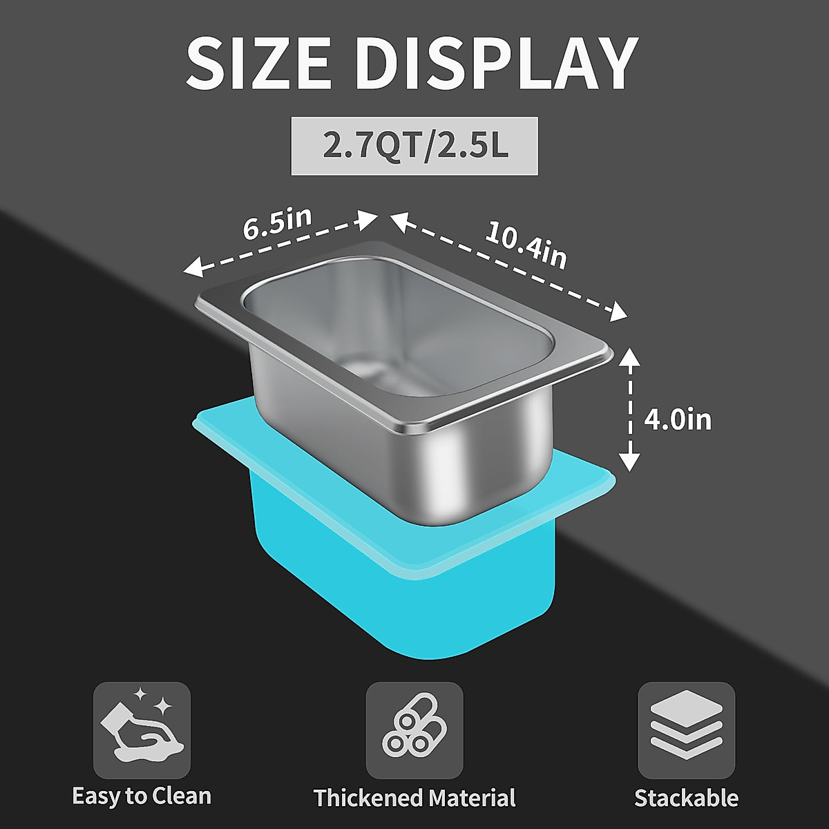HNEDSEN 6 Pack Stainless Steel Hotel Pan with Lids 1/4 Size 4 Ince Deep Steam Table Metal Food Pan Steamer Trays for Buffet Catering Pans Metal Commercial Kitchen Pans