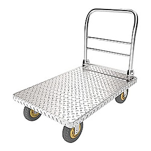 Generic Flatbed Hand Cart Folding Platform Truck Steel Chassis and Handle Moving Push Hand Truck for Warehouse Basements Rolling Flatbed Cart Easy Transport Heavy Duty Flatbed Cart (Size : 75 Mute f