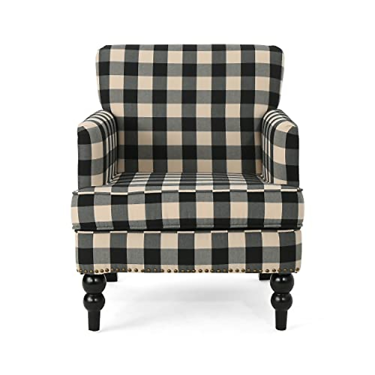 Christopher Knight Home Evete Tufted Fabric Club Chair, Black Checkerboard