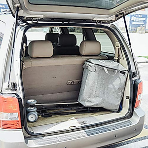 Freshore Utility Shopping Cart with Wheels - Collapsible Push Folding Grocery Wagon Trolley 丨 Laundry Trolley Carrier with Heavy Duty Flexible Fashion Design (Navy Blue)