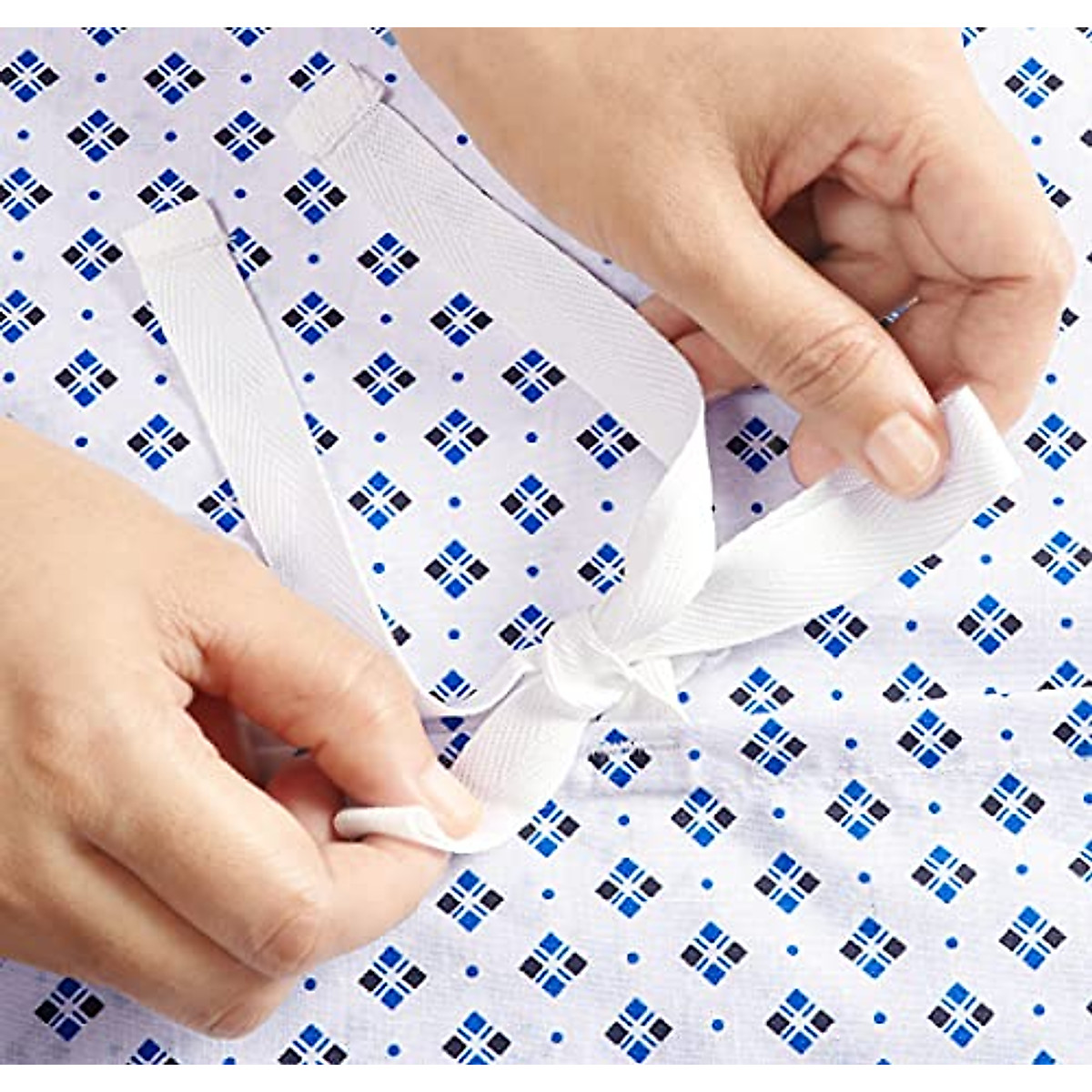 Premium 4 Pack Hospital Gown for Men and Women - Finest Cotton Blend - Back Front Tie - Fit Easily Up to XXL Size - Durable Wrinkle-Free Patient Gown - Reusable and Washable